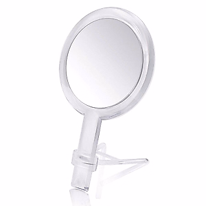 Gotofine Double Sided 1x - 7X Magnification Hand Held Makeup Mirror with Adjustable Stand,Clear (7X)