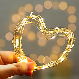 5 Pack Fairy Lights Battery Operated, 7 Feet 20 Led String Lights with Timer, Waterproof Firefly Lights on Silver Wire for Home Party Wedding Christmas Decorations, 6 Hours on/18 Hours Off, Warm White