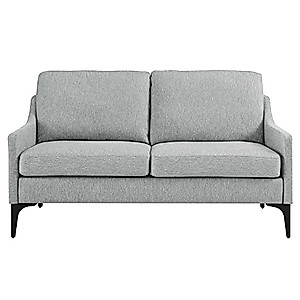 Modway Corland Upholstered Fabric and Metal Loveseat in Light Gray