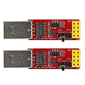 Wishiot ESP-01S Programmer USB to ESP-01 Adapter ESP8266 Wireless WiFi Module Wi-Fi CH340G UART PORG, 4.5-5.5V 115200 Baud Rate 2PCS
