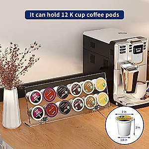 AITEE Acrylic Under Cabinet Coffee Pod Holder for K Cups, Clear K Cup Coffee Pod Holder, SpaceSaving Under Counter Cabinet Coffee Pod Holder for 12 K Cup Coffee Pods in Office and Kitchen K Cup