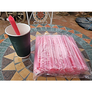JOYLUCK KOREA 50pcs Jumbo Smoothie Heart shaped Pink Disposable Drinking straws Individually Wrapped plastic straws Party Supplies Birthday Party for Kids Bridal Shower Wedding Valentine's Day
