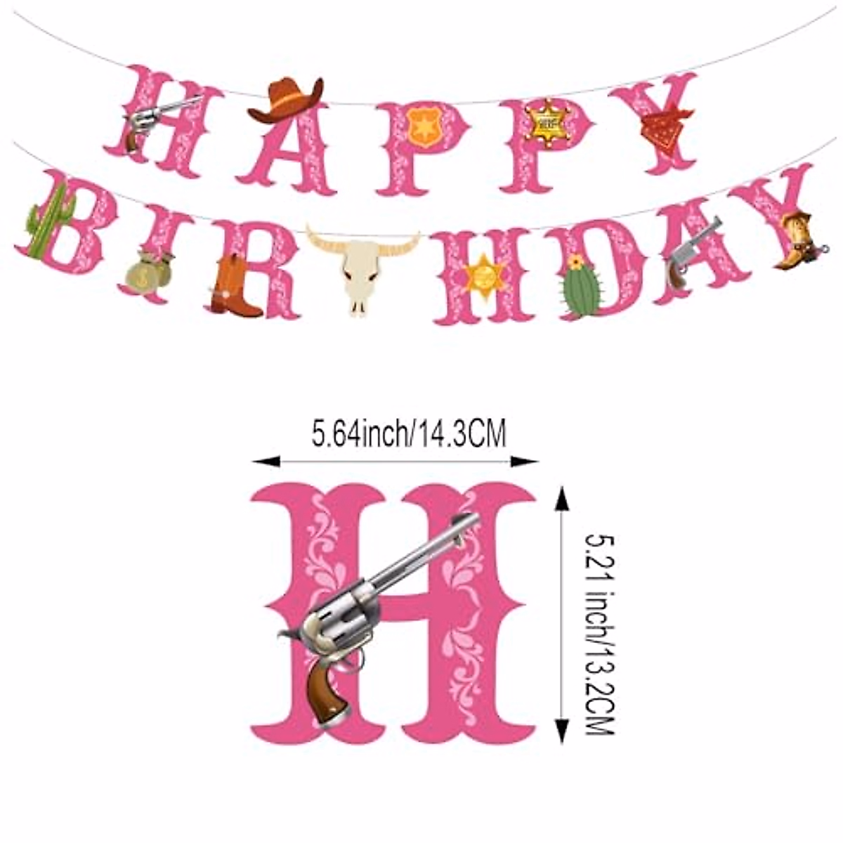 Western cowgirls birthday party decoration with banner cake topper balloons pink birthday party supplies for girls lets go girls party decoration