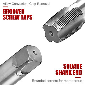 KBOISHA 6-Piece NPT Pipe Tap Set, Carbon Steel NPT Thread Forming Tap Sizes 1/8", 1/4", 3/8", 1/2", 3/4", and 1"