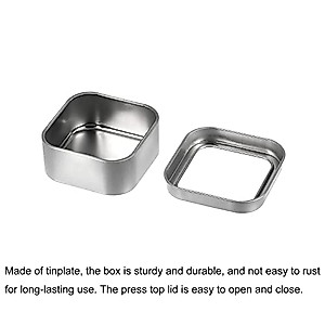 uxcell Metal Tin Box, 2pcs 2.17" x 2.17" x 0.98" Rectangular Empty Tinplate Containers with Clear Window Lids, Silver Tone, for Home Organizer, Candles, Gifts, Car Keys, Crafts Storage