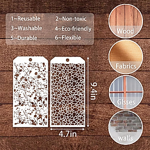 8 Pieces Stencils for Crafts, Leopard Brick Dot Layering Stencils Mixed Media Texture Stencils for Painting on Card Making Canvas DIY Crafts Furniture Paper (8 Layering)