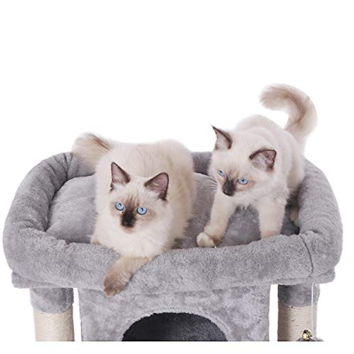 BEWISHOME Cat Tree Cat House Cat Condo with Sisal Scratching Posts, Plush Perch, Cat Tower Furniture Cat Bed Kitty Activity Center Kitten Play House, Light Grey MMJ08G