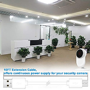 2-Pack 10FT USB Power Extension Cable for Wyze Cam,WyzeCam Pan,YI Home Camera,Nest-Cam Indoor,Oculus Go,Netvue,KasaCam,Furbo Dog,Blink,Flat USB to Micro USB Charging Charger Cord for Wyze-Cam v3 v2
