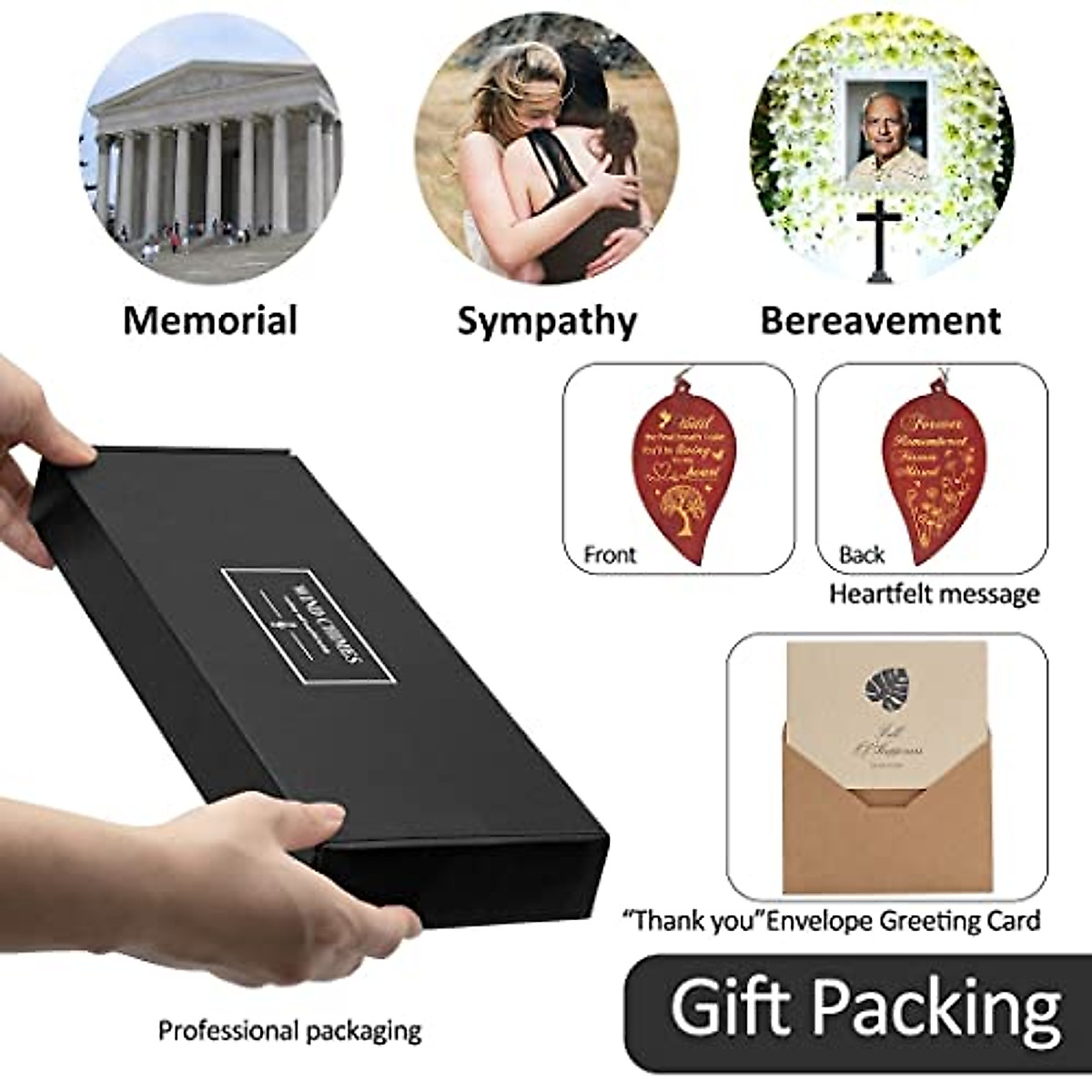 Memorial Wind Chimes Outdoor - 30 Inch 6 Rustproof Aluminum Tubes Wooden Wind Bell Sympathy Romantic Wind Chimes for Outside, Best Gift for Home Decor Garden Patio Outdoor(Golden)