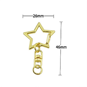 JCBIZ 20pcs Gold Star Design Spring Snap Keychain Clip Metal DIY Key Chains Accessories Creative Pentagram Hanging Buckle