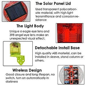 Aolyty Solar Warning Strobe Light L-Shaped Bracket 360 Degree Outdoor IP48 Waterproof Light Operated Automatically On Save Power for Traffic Cone Construction Light Control Flashing (Blue)
