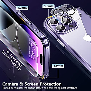 MOZOTER [2 in 1 for iPhone 14 Pro Max Case,[12 FT Shockproof] [with 1 Pcs Glass Screen Protector] [Heavy Duty] Clear Phone Case Cover 6.7-Crystal Clear