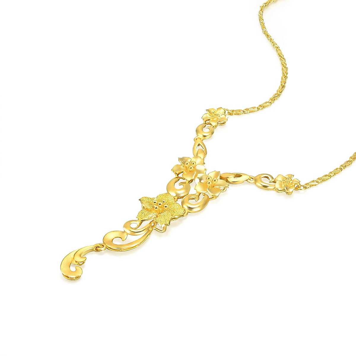 CHOW SANG SANG 999.9 24K Solid Gold Price-by-Weight 19.79g Gold Floral Necklace for Women and Wedding Occasion 49452N