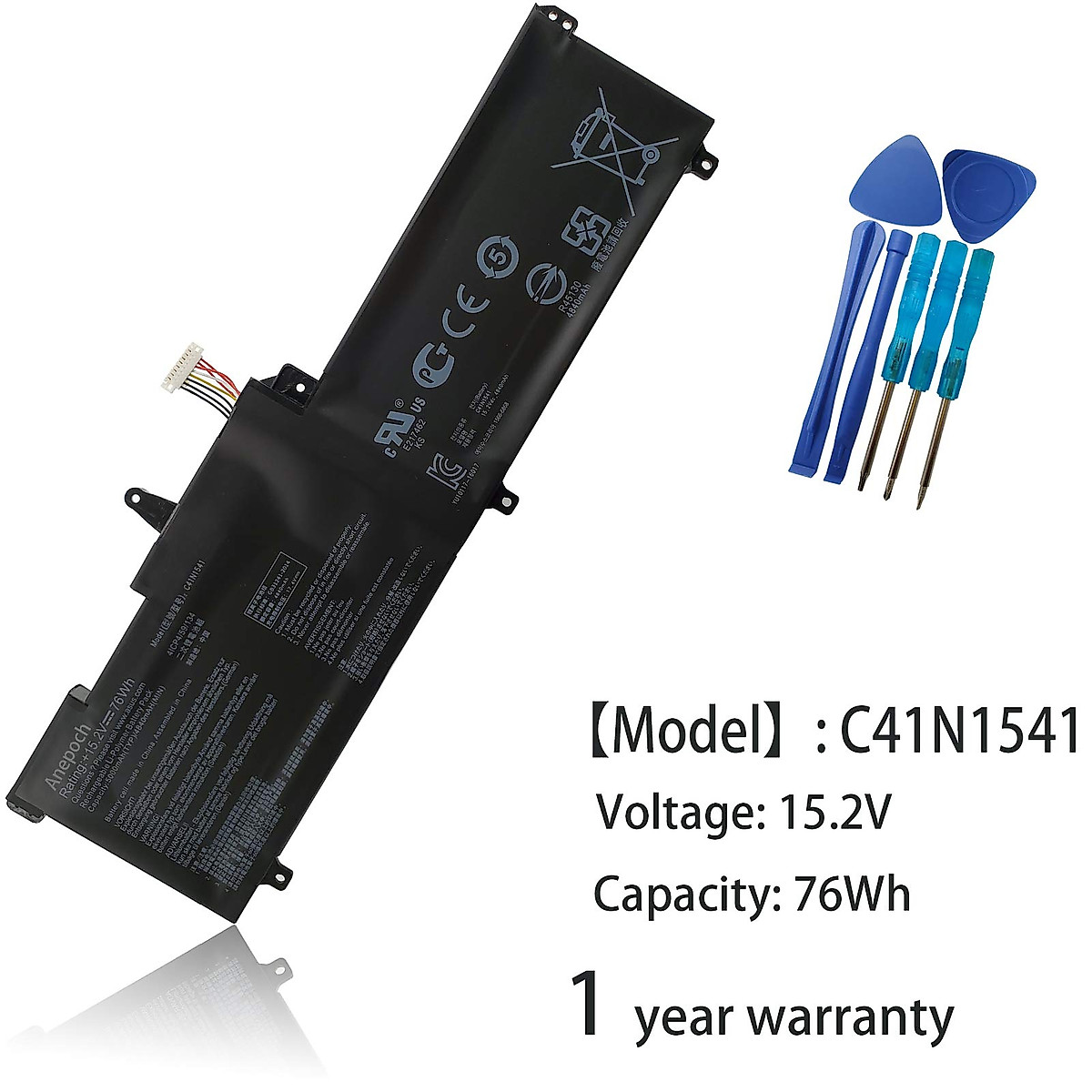 Anepoch C41N1541 Laptop Battery Replacement for Asus ROG Strix GL702 GL702V GL702VS GL702VT GL702VM GL702VM1A Series 0B200-02070000 4ICP4/59/13 15.2V 76Wh 4840mAh