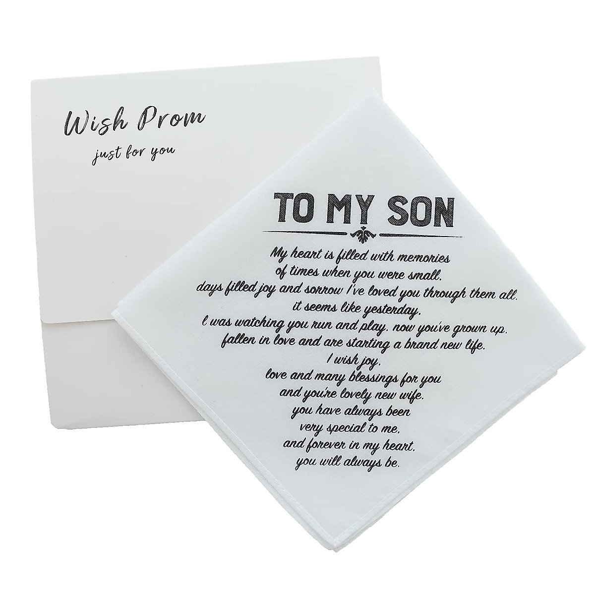 Wedding Handkerchief to My Son Gift from Mom or Dad, White Handkerchiefs from Parents in Wedding Keepsake For Perfect Moments