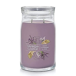 Yankee Candle Dried Lavender & Oak​ Scented, Signature 20oz Large Jar 2-Wick Candle, Over 60 Hours of Burn Time