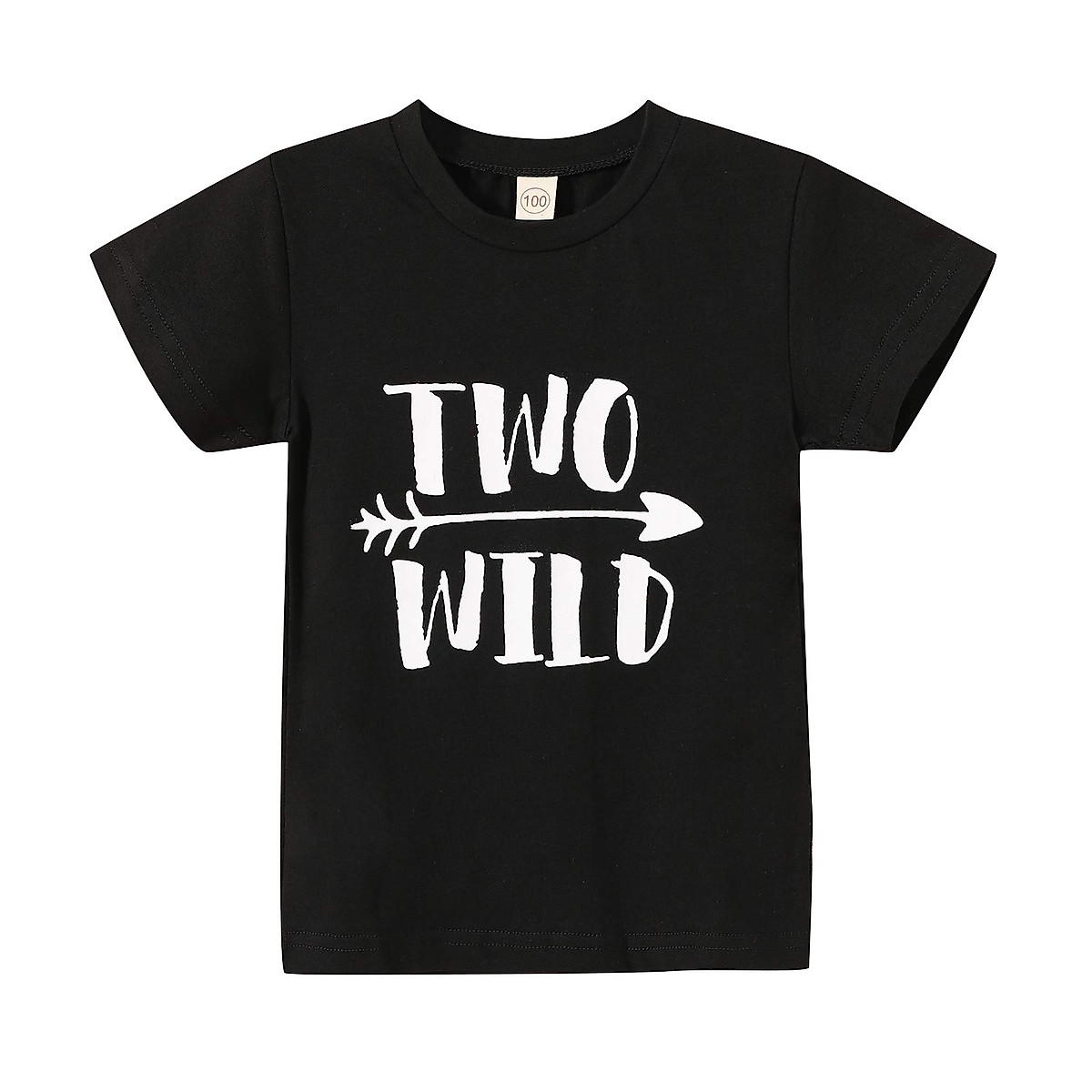 YOUNGER TREE Second Birthday Party Shirt Two Wild Top 2nd Birthday Baby Little Boy Blouse Tee Clothes (2 T, Black)