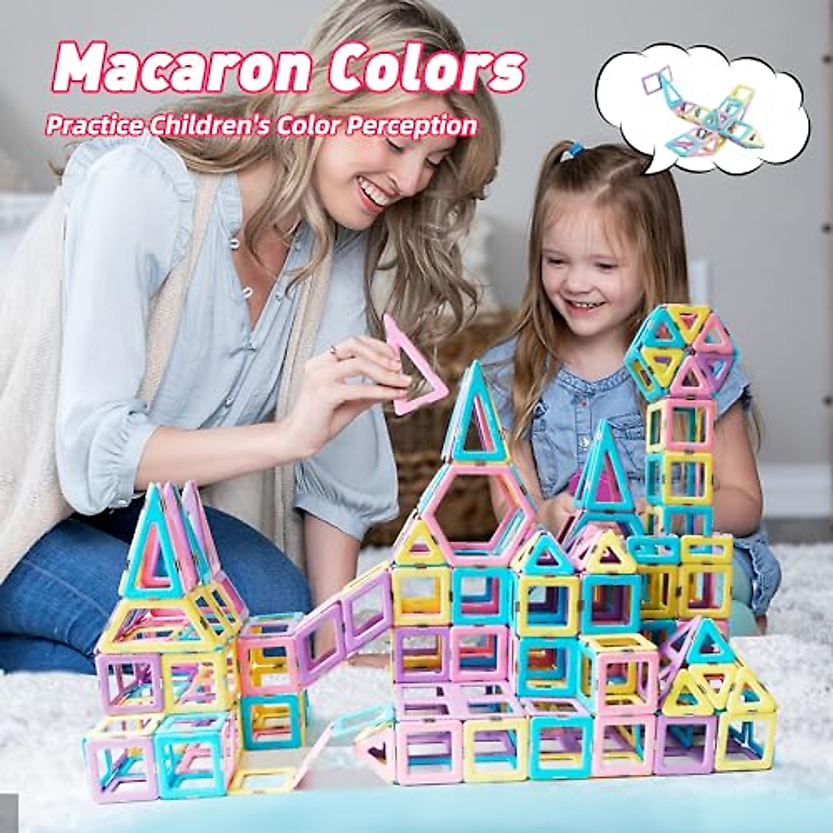 MAGBLOCK Magnetic Building Blocks Set, Upgraded Magnetic Tiles Toys for 3 4 5 6 7 8+ Year Old Girls, 103pcs Magnet Toys for Toddlers Boys and Girls 3-5