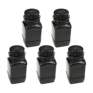 Othmro 250ml/8.45oz Plastic Lab Chemical Reagent Bottles,5pcs 40mmx115mm(IDxH) Square Wide Mouth Liquid/Solid Sample Storage Container Sealing Bottles Black with Anti-Theft Cap