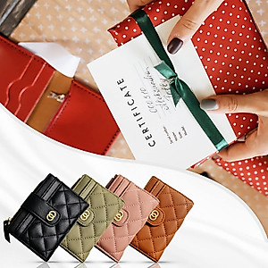 Avando Small Wallet For Women- Credit Card Holder Wallet For Women Girls- Zipper Small Bifold Wallet Mini Coin Purse With ID Window (Black)