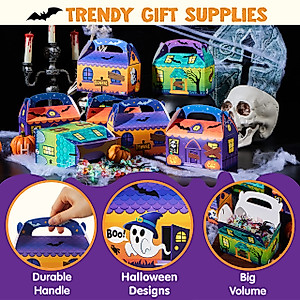 JOYIN 24 PCs 3D Halloween House Cardboard Treat Boxes (6"x6"x3.5") Trick or Treat Candy Boxes Cookies Goodie Bags for Halloween Party Favor Supplies