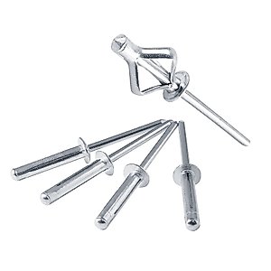 Jersvimc 3/16" x 1" Trifold Exploding Pop Rivets, Solid Aluminum Tri Grip Rivets Bulb Style Rivets Large Flange Rivets Big Headed Rivets for Kayak Marine Boat - 50Pcs