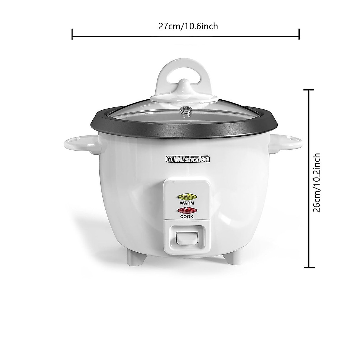 Mishcdea Rice Cooker 10 Cups Uncooked & Food Steamer (20 Cooked), Electric Rice Cooker Fast Cooking With Keep Warm, Removable Non-stick Pot, All-In-One Cooker for Grains, Soups, Oatmeal or Veggies - White