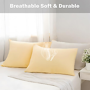 AYASW Pillowcases Queen Size Set of 2 Premium Soft and Cozy 1800 Double Brushed Microfiber Envelope Closure Pillow Case Set Yellow 20x30 inches Wrinkle, Fade Resistant Easy Care Holiday Decor