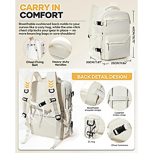 KEYEMP Small Backpack for Womens, Cute School Bag for Teen Girls College Middle High Elementary School Students Aesthetic Casual Daypack Simple Basics 14 inch Bookbag Laptop,White