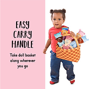 Basket of Babies | Multicultural Baby Dolls | Diverse Baby Dolls | Dolls for Toddlers | Toddler Baby Doll | 5 Dress Up Dolls with Basket Carrier | Removable Clothing Great Hand Eye Coordination