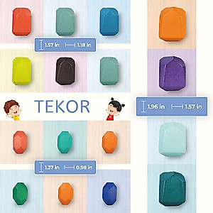 TEKOR 16 Pcs Wooden Stacking Rocks, Rainbow Balancing Stones, Natural Wooden Building Blocks, Educational Preschool Learning Lightweight Montessori Toys for Toddlers Boys Girls