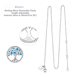 Birthday Gifts for Wife Mom Tree of Life Necklace March Birthstone Aquamarine Jewelry for Her Sterling Silver Necklace