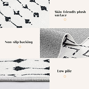 5x7 Area Rug Farmhouse Bohemian Rug Neutral Large Rug Black White Moroccan Non Slip & Rug for Living Room Bedroom Dinning Room Kitchen Indoor