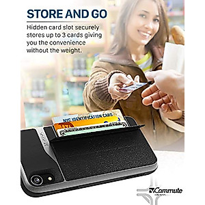 VENA iPhone XR Wallet Case, vCommute (Military Grade Drop Protection) Flip Leather Cover Card Slot Holder with Kickstand, Designed for Apple iPhone XR - Space Gray