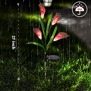 WOSPORTS Solar Lights Outdoor Garden Stake Flower Lights, Multi Color Changing LED Lily Solar Powered Lights for Patio, Lawn, Garden, Yard Decoration (Solar Lights Outdoor 3Pack)