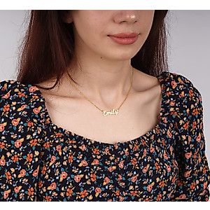 XanmegoJewelry 14K Gold Personalized Name Necklace - Custom Name Necklace with 18 Font Styles - Gold Figaro, Rolo or Cable Chain - Custom Bridesmaids Gifts