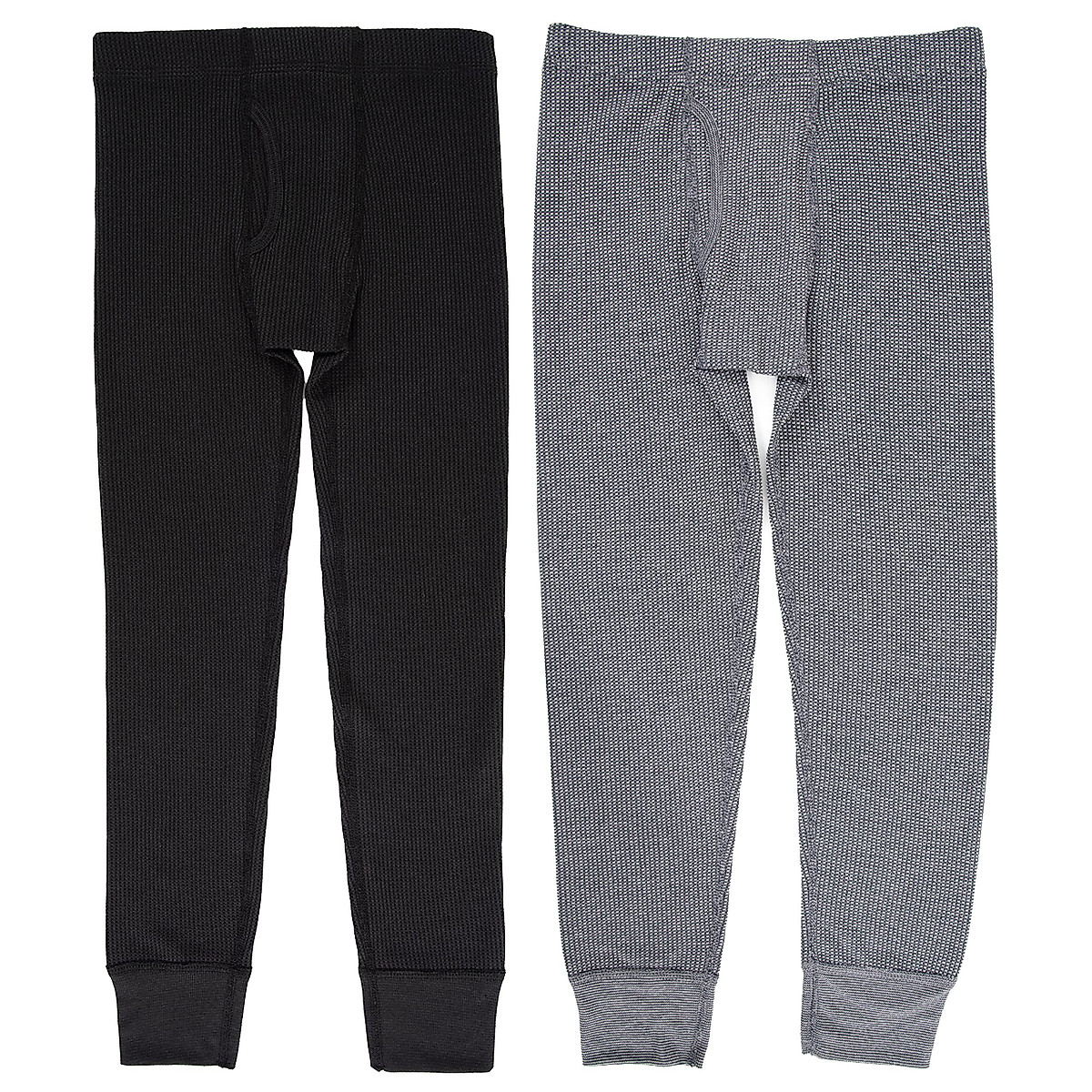 Fruit of the Loom boys Premium 2-pack Thermal Waffle Base Layer Bottom, Black/Heather Greystone, 10 12 US