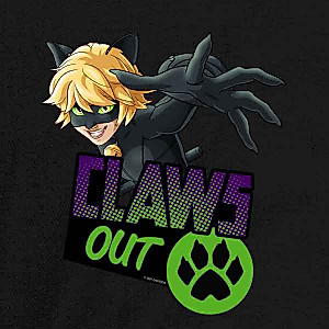 Pop Threads Miraculous Ladybug and Cat Noir Merch Claws Out Youth Kids Girl Boy T-Shirt Black M