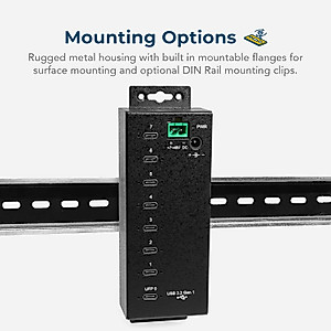 7-Port USB-C 3.2 Hub w/ 15KV ESD Surge Protection DIN Rail Mount