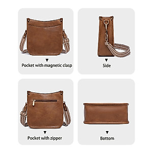 Purses for Women 3PCS, Crossbody Bags Set Large PU Leather Purse Shoulder Handbags with Wallet Adjustable Straps for Ladies Tote, Brown