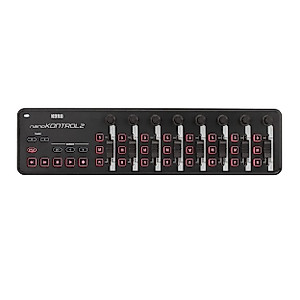 Korg nanoKONTROL2 Slim-Line USB MIDI Controller (Black) with TX-100 Closed-Back Studio Monitor Headphones and 3.0 4 Port USB Hub (3 Items)
