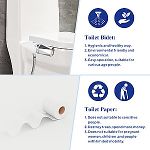 Bidet Attachment for Toilet,Bidet Toilet Seat Attachment with Non-Electric Dual Nozzle(Self Cleaning Feminine/Posterior Wash),Adjustable Water Pressure Bidet with Brass Inlet(Silver and White)
