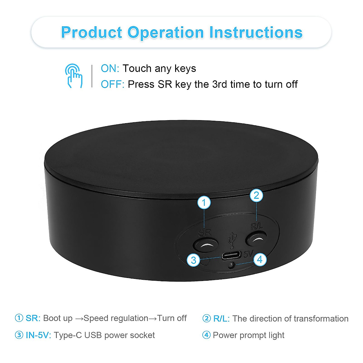 Bosgladek Motorized Rotating Display Stand, 5in/11lbs Load, 360° Rotating Platform for Jewelry Watch 3D Models Cake, Electric Spinning Display Stand for Live Show, Products Video shoot