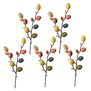 Abaodam 5 Egg Decoration Easter Flower Arrangement Egg Easter Egg Tree Branch DIY Crafts Egg Easter Picks with Pastel Easter Eggs Easter Egg Garland Easter Flowers Indoor Foam Forsythia