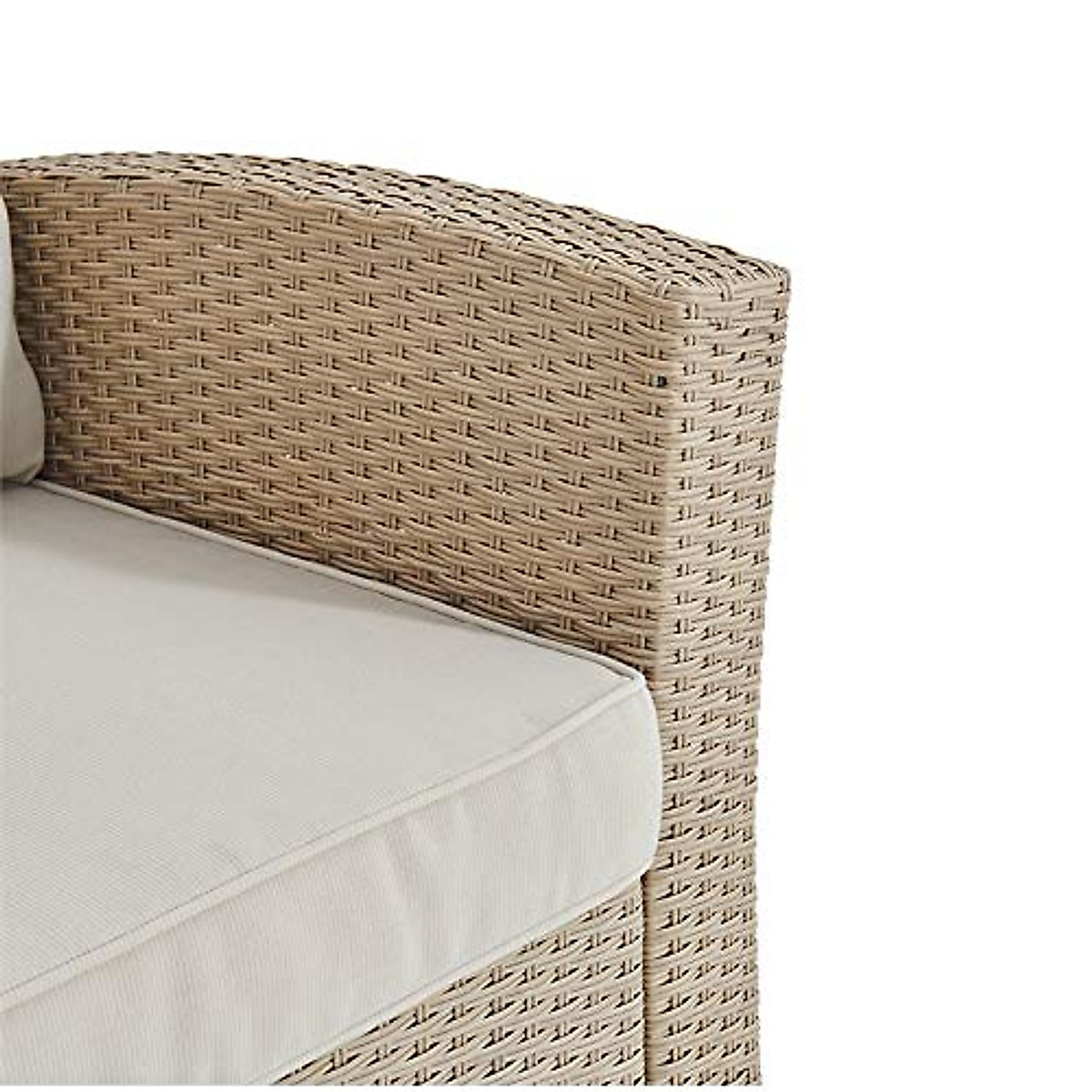 Alaterre Furniture Canaan All-Weather Wicker Outdoor Armchair w/ Cushions & Pillow Seat Tufted Back, Resin Wicker & RustProof Aluminum Powder Coated Frame, Cream, Weatherproof Patio/Deck Furniture Set