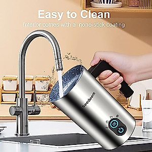 Milk Frother, Seedeem 4-in-1 Electric Milk Steamer, 10.2oz/300ml Automatic Warm and Cold Milk Foamer, Stainless Steel Milk Steamer for Latte, Cappuccinos, Hot Chocolate Milk