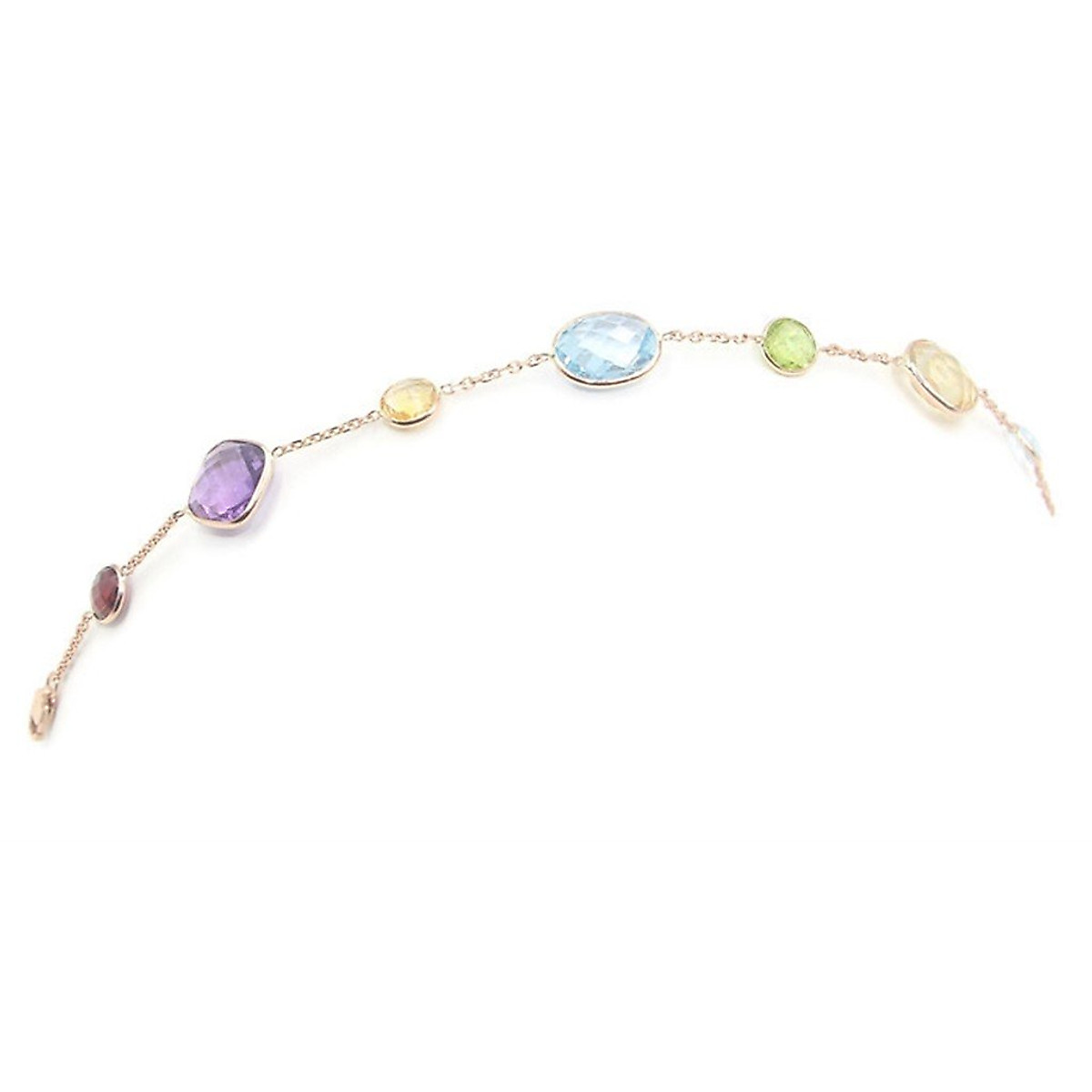 Sophia Fine Jewelry Multi-Color Gemstone Bracelet,14k Rose Gold 7" Long