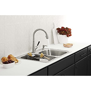 Kohler K-R562-SD-VS Malleco Pull-down Kitchen Sink Faucet with Soap/Lotion Dispenser, Vibrant Stainless