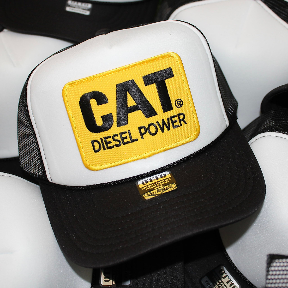 CAT Diesel Power Patch Trucker Hat - Premium Snapback for Men and Women - Racing Beer Cowboy Vintage Camo (US, Alpha, One Size, Black)
