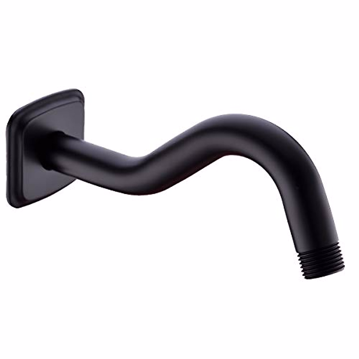 TRUSTMI Curved Shower Arm with Flange, 8-inch S-Shape Stainless Steel Top Shower Head Extension Replacement, Wall Mounted, Matte Black
